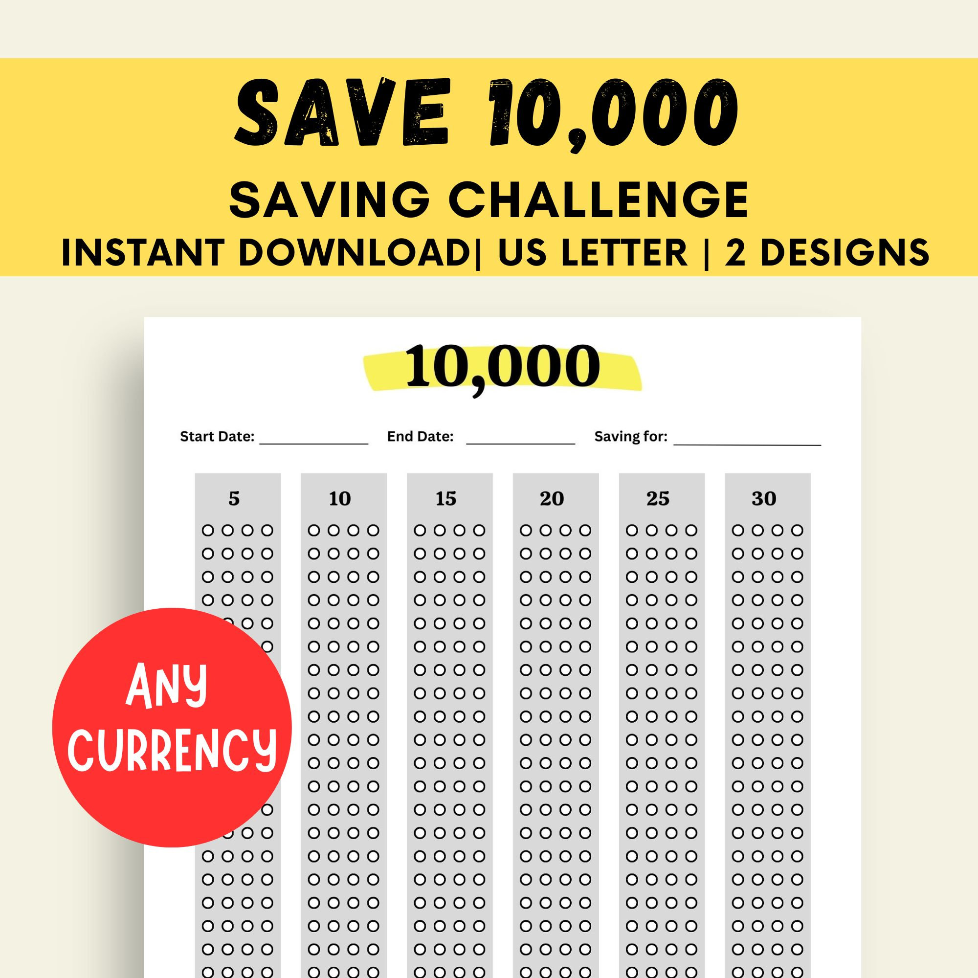 10K Saving Challenge, Money Challenge Printable, Save 10k Challenge ...