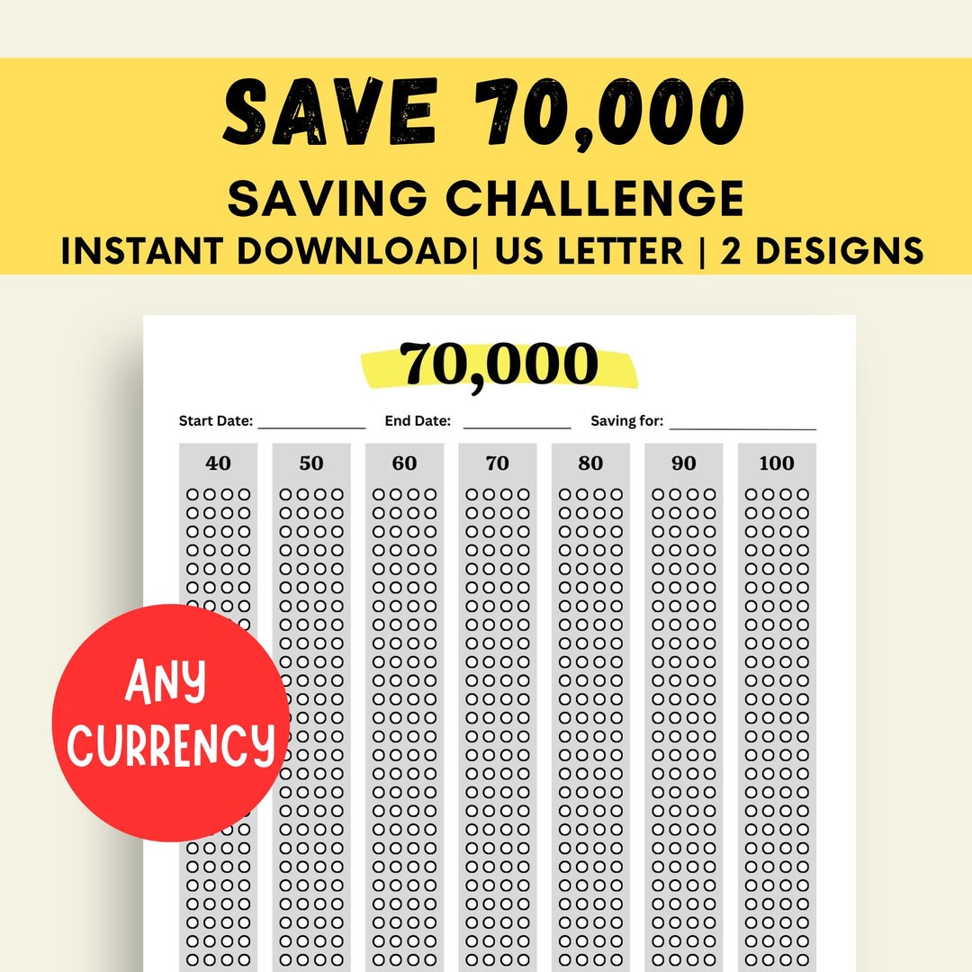 70K Saving Challenge, Money Challenge Printable, Save 70k Challenge ...