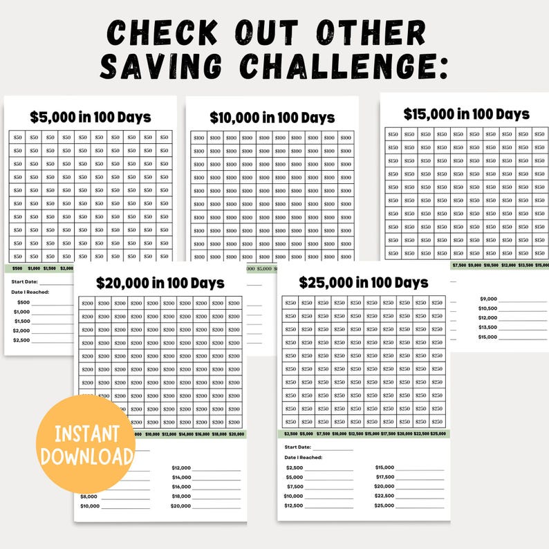 30,000 Money Saving Challenge Printable, Save 30,000 in 100 Days ...