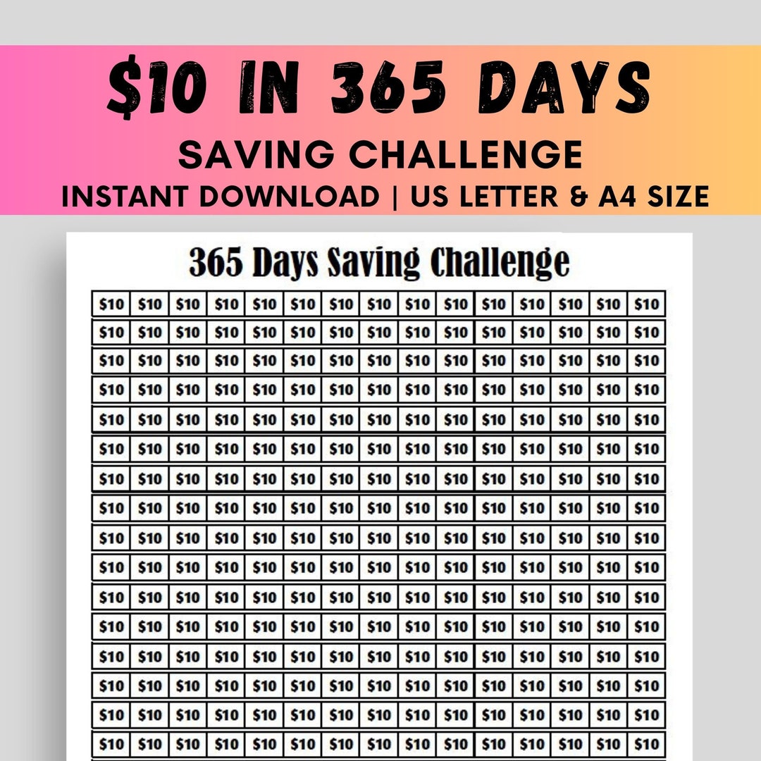 365 Days Savings Challenge, 10 Dollars Daily Saving Challenge ...