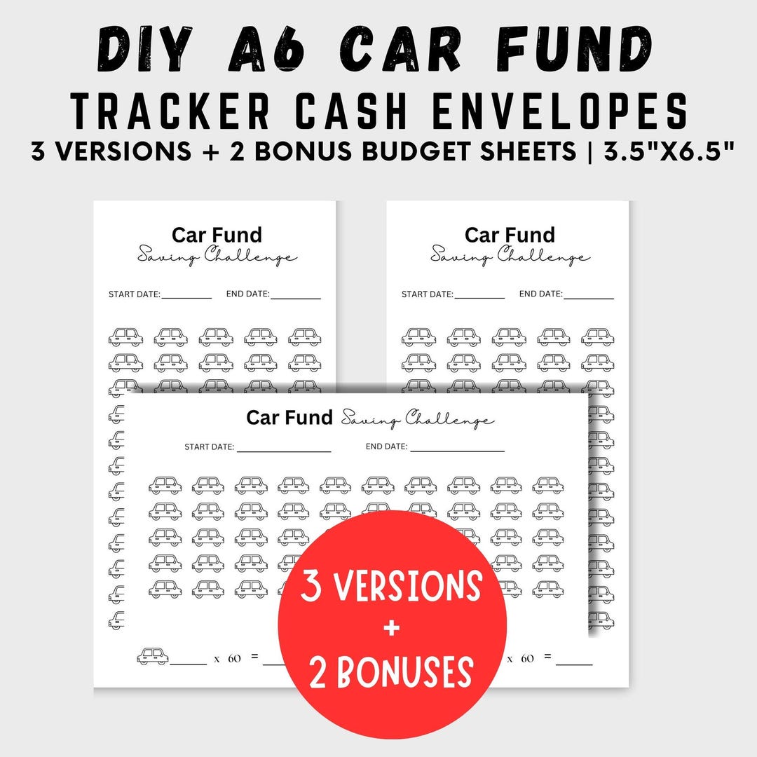 A6 Car Fund Tracker: DIY Cash Envelope Savings (digital Download) - Etsy