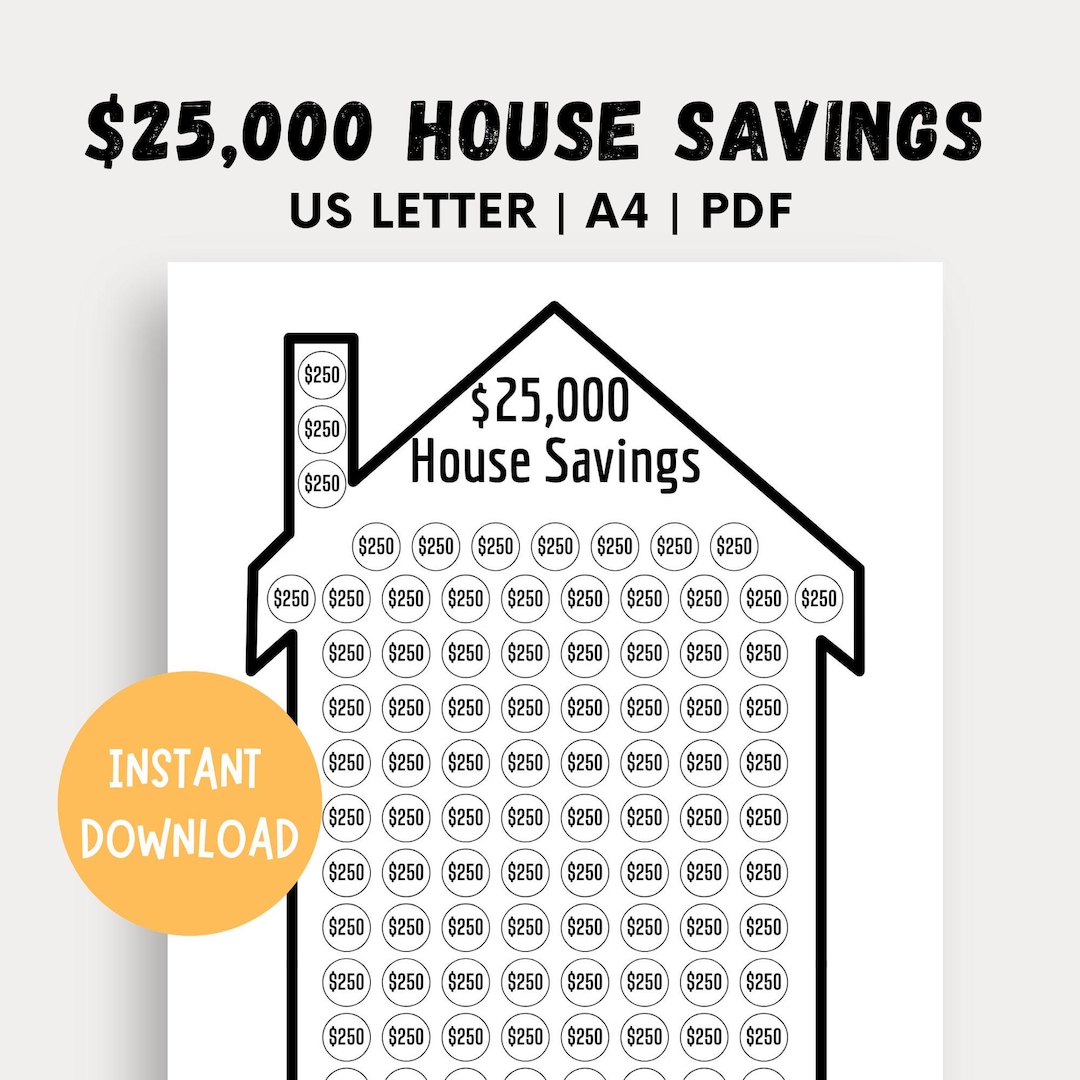 25,000 House Savings Tracker, 25K Saving Challenge, 25K House Savings ...
