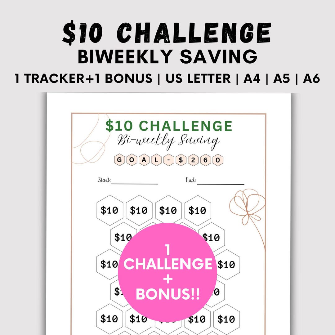 10 Dollar Challenge Printable, Boho Savings Challenge, Savings Tracker ...