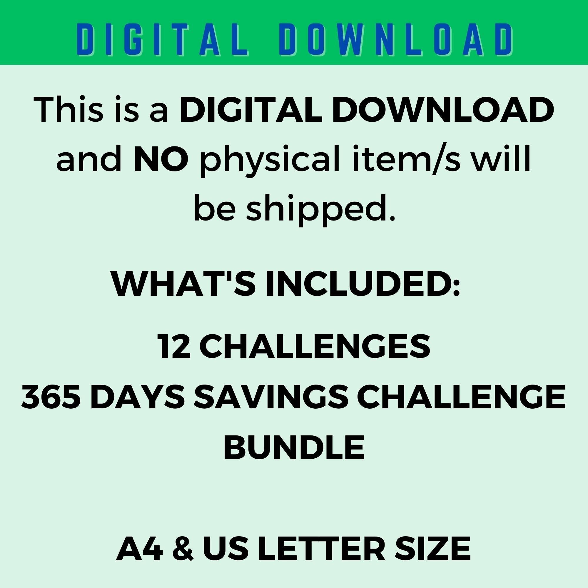 365 Days Savings Challenge Bundle, Printable Savings Tracker Bundle, 1 ...