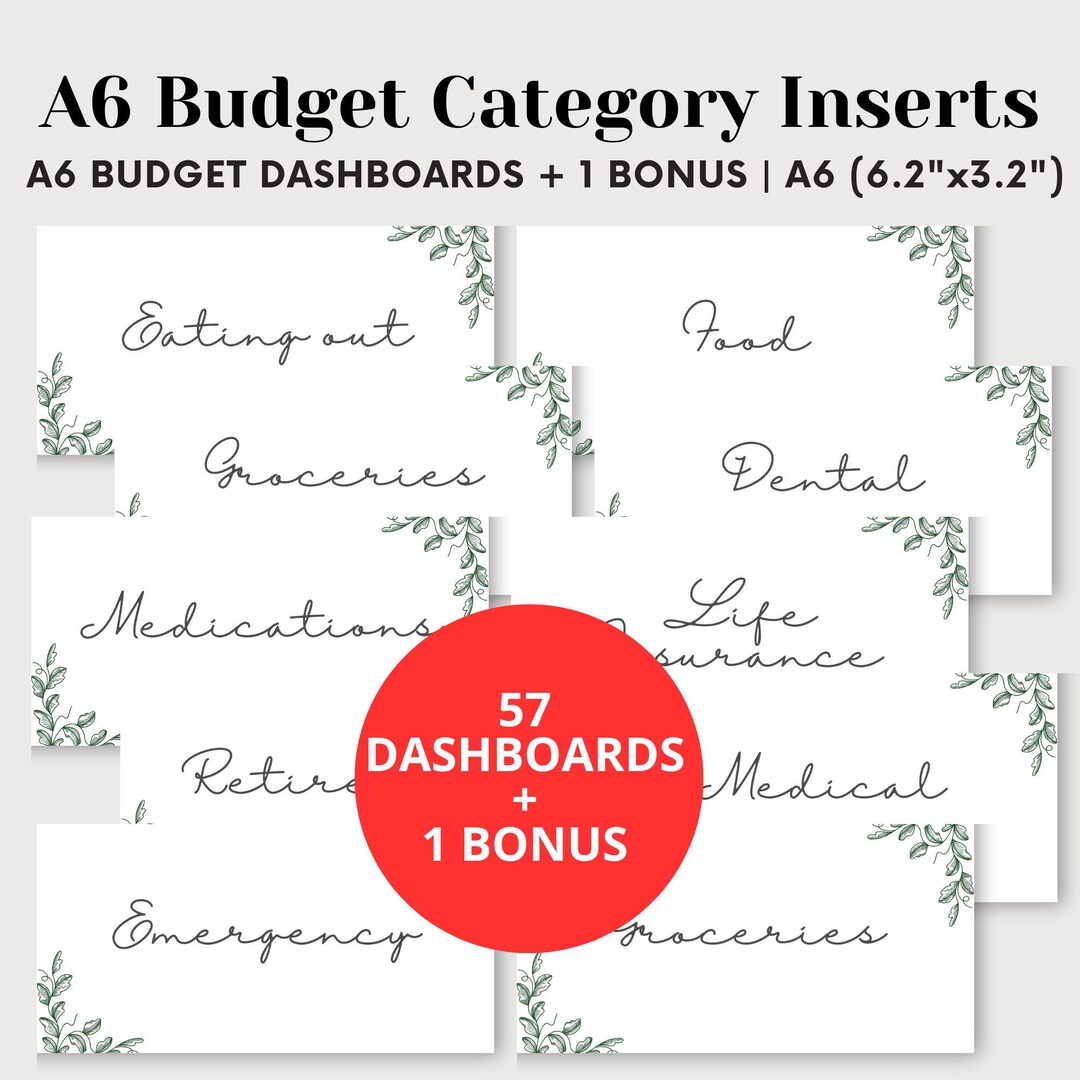 A6 Budget Category Inserts, A6 Minimalist Tracker Inserts, A6 Budget ...