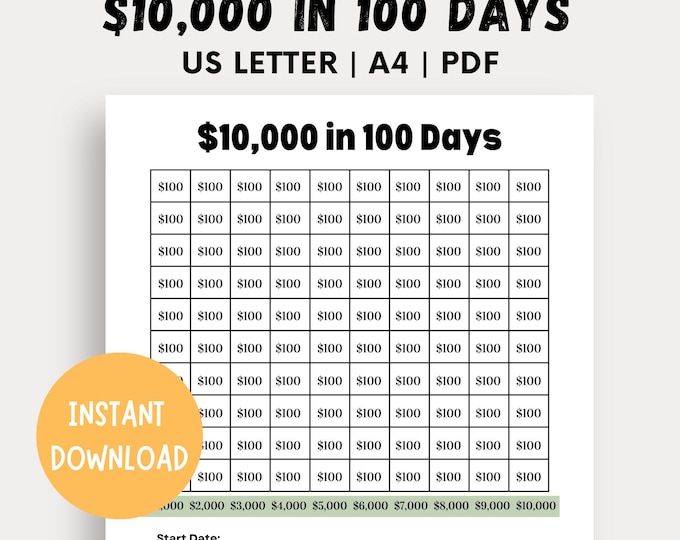 10,000 Money Saving Challenge Printable / 10,000 Saving Challenge 2 ...