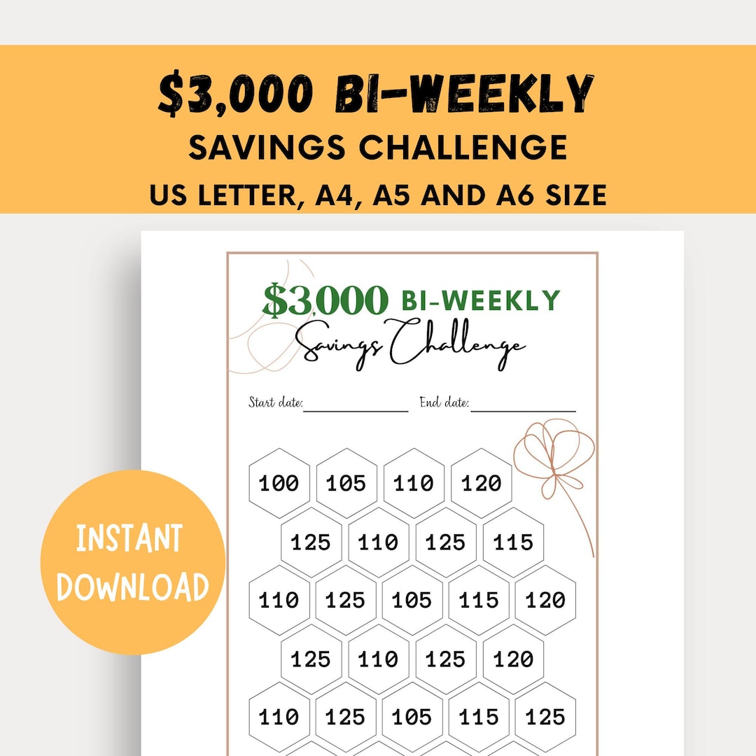 3k Savings Challenge - Bi Weekly, Boho 26 Weeks Saving Tracker ...