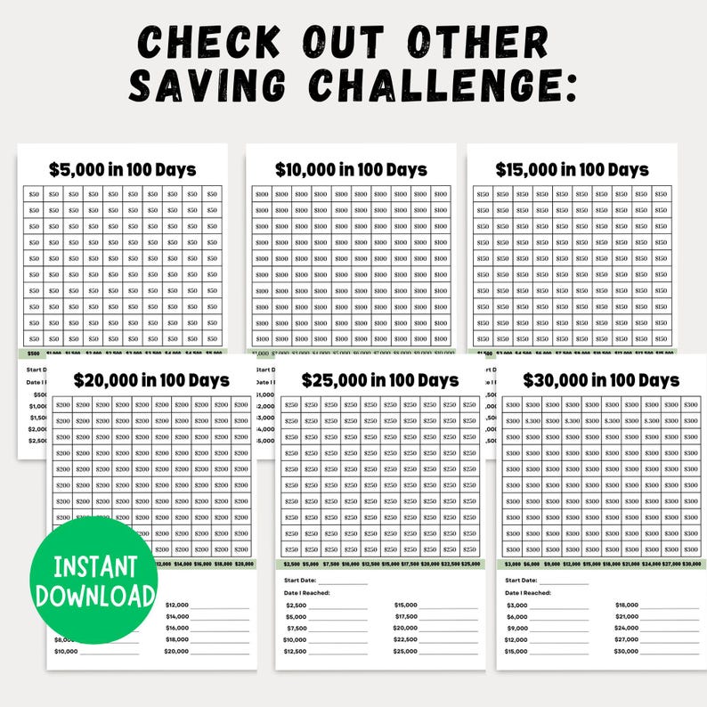 40,000 Money Saving Challenge Printable, Save 40,000 in 100 Days ...