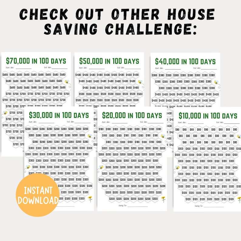 60,000 Money Saving Challenge Printable, Save 60,000 in 100 Days ...