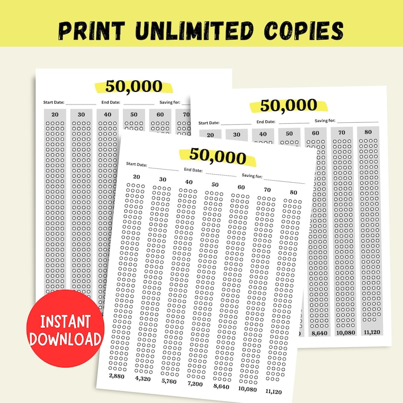 50K Saving Challenge, Money Challenge Printable, Save 50k Challenge ...