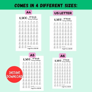 52 Week Saving Challenge Printable, 1500 Money Challenge, 1 Year ...