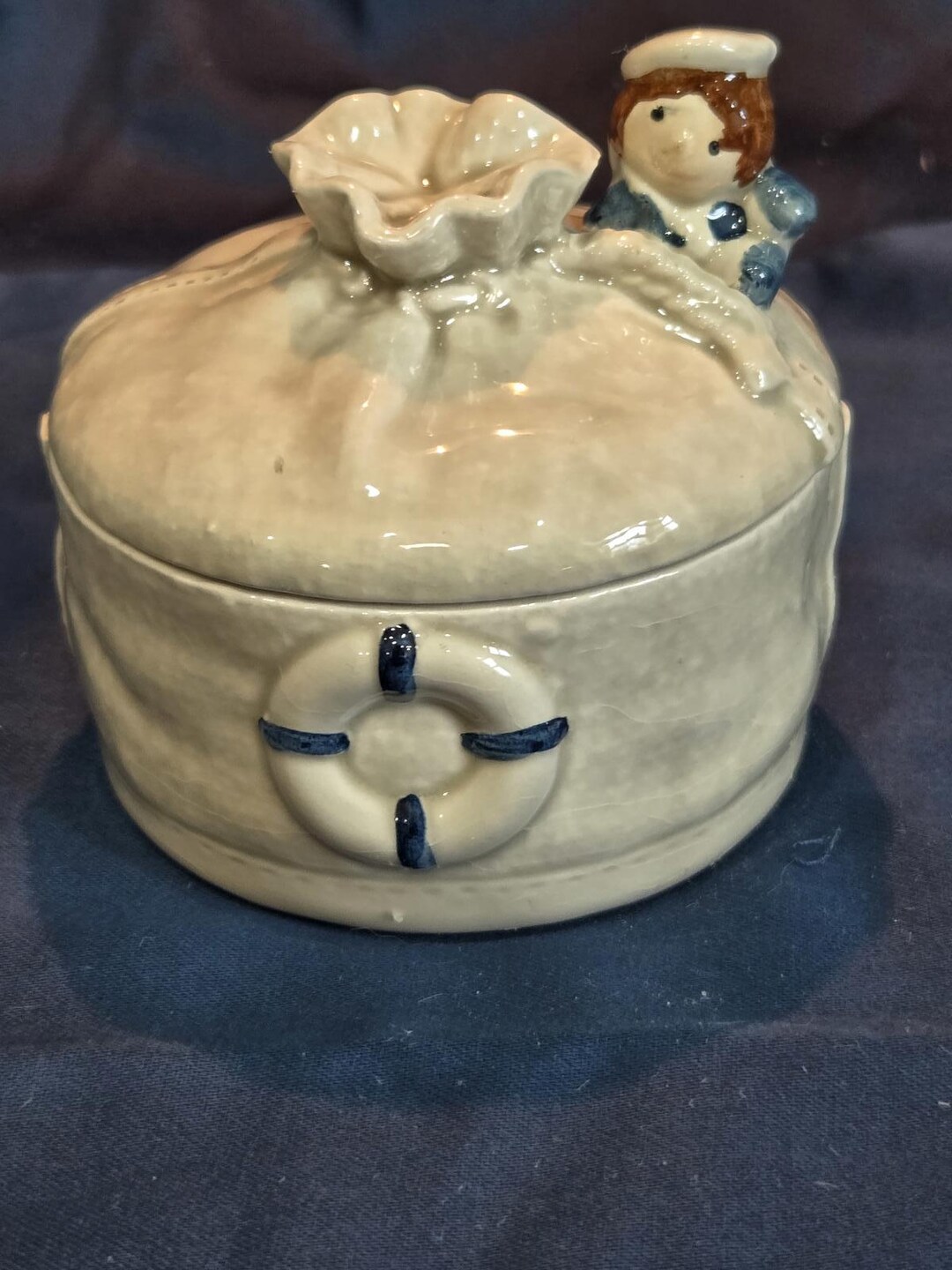 Vintage Enesco "sailor on Duffle Bag" Ceramic Sailor Figurine Covered ...