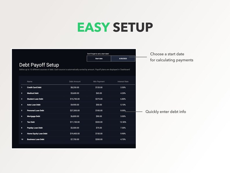 Monthly Debt Snowball Method Spreadsheet Google Sheet Debt Payoff ...