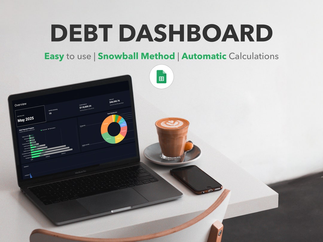Monthly Debt Snowball Dashboard Google Sheet Debt Payoff Tracker ...