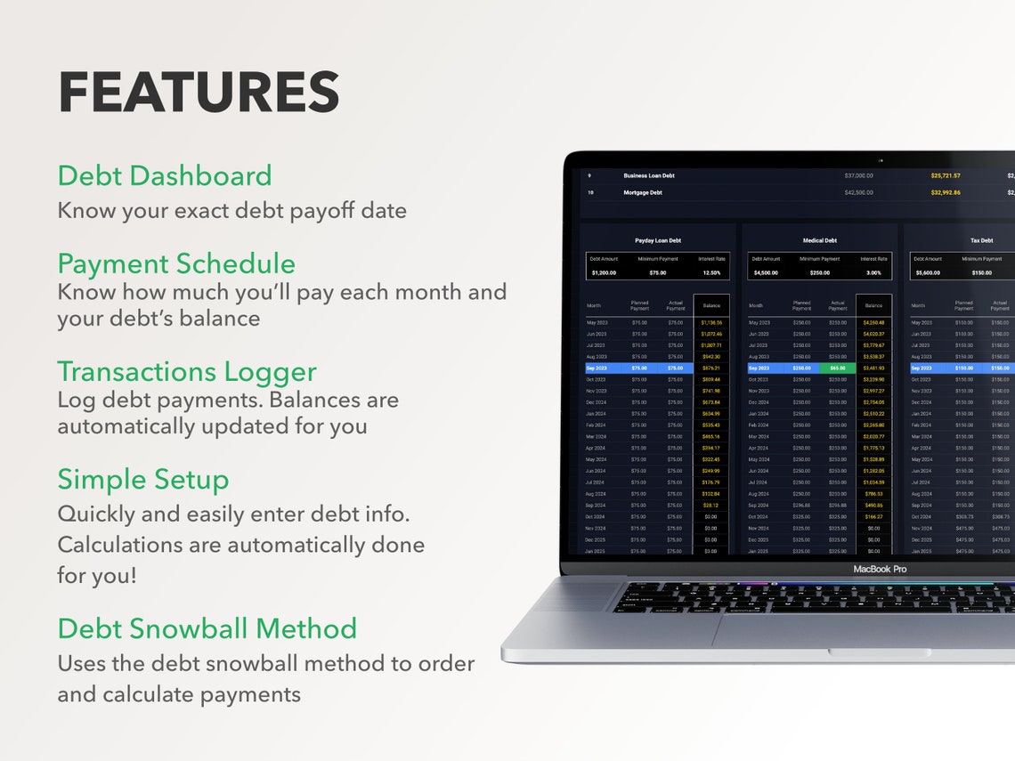 Monthly Debt Snowball Method Spreadsheet Google Sheet Debt Payoff ...