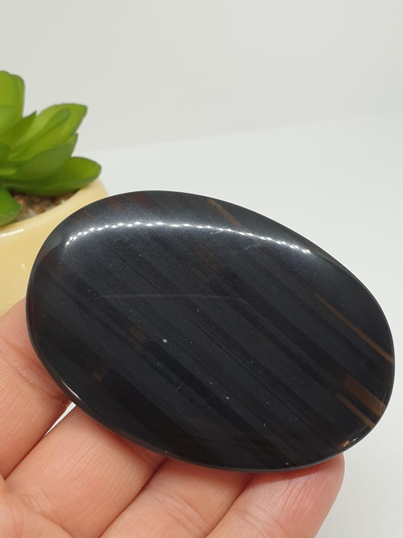 Lamellar Obsidian Hand Stone D Worry Stone Midnight Lace Obsidian ...