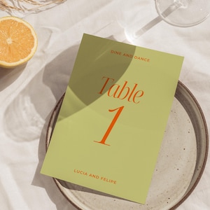 W04 - Modern Wedding Table Numbers Template - Classy Bright Traditional ...