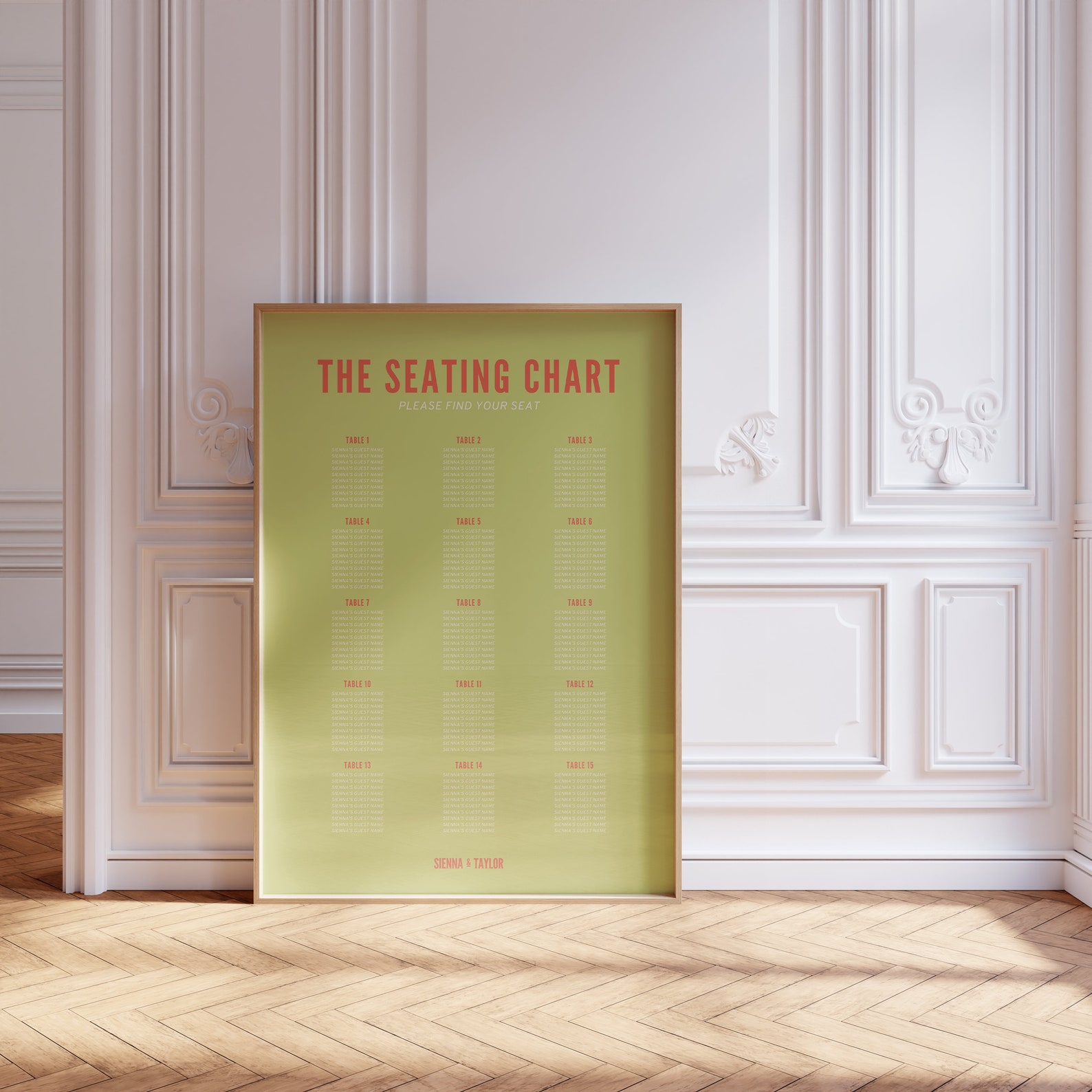 W06 Modern Wedding Seating Chart Template Colorful Fun Retro Whimsical ...