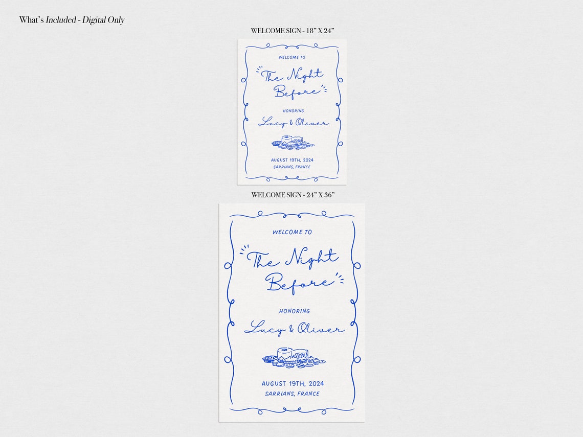 W03 Modern Wedding the Night Before Sign Template Vintage Inspired ...