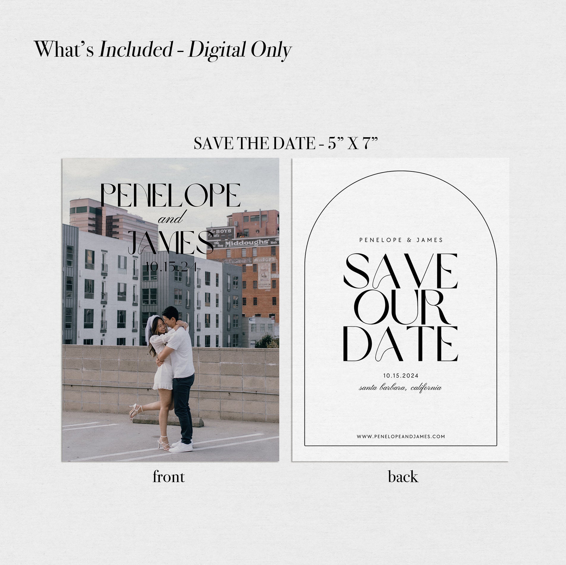 W01 Modern Wedding Save the Date Template Vintage Inspired Classic Fun ...