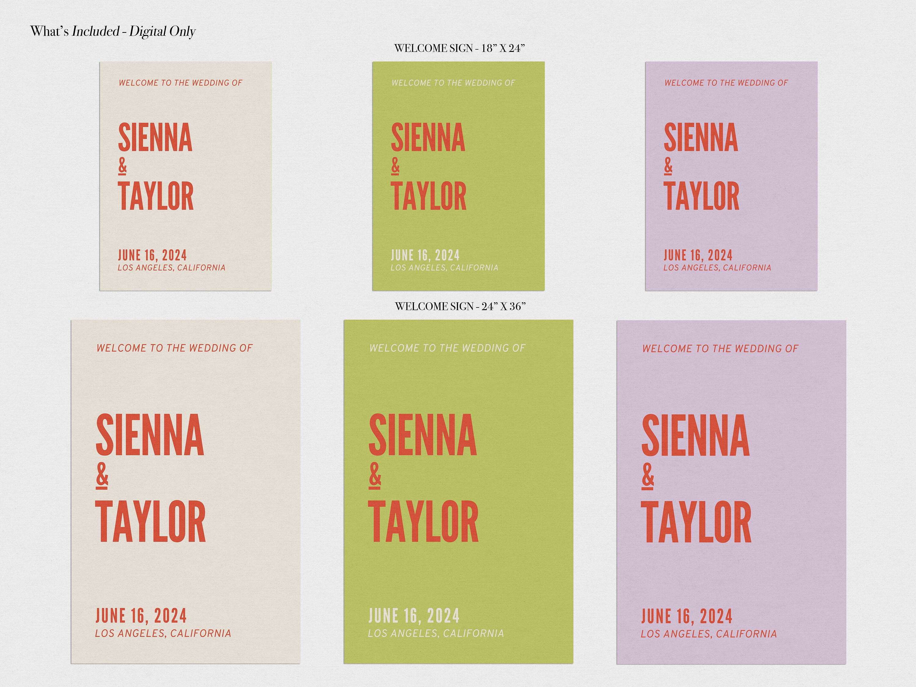 W06 Modern Wedding Welcome Sign Template Colorful Fun Retro Whimsical ...