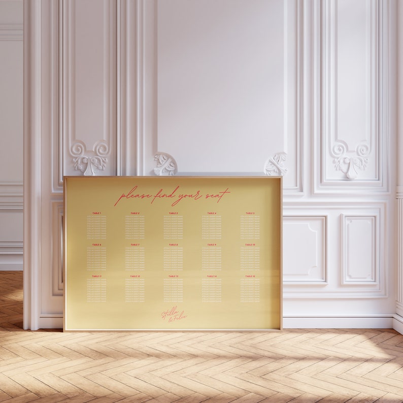 W02 - Modern Wedding Seating Chart Template - Colorful Fun Retro ...