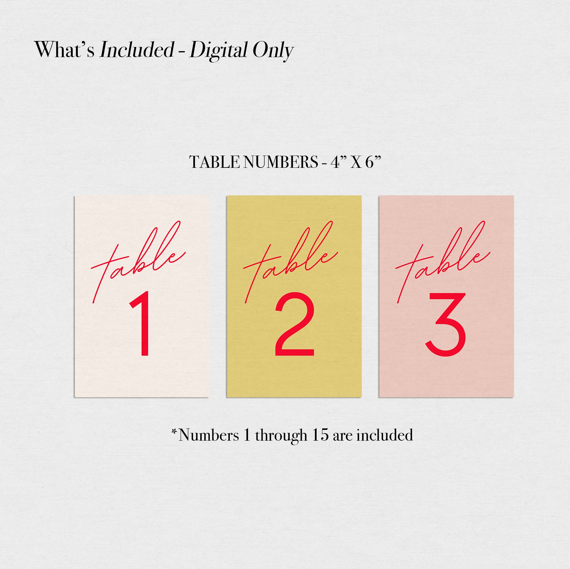 W02 - Modern Wedding Table Numbers Template - Colorful Fun Retro ...