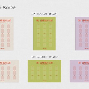W06 - Modern Wedding Seating Chart Template - Colorful Fun Retro ...