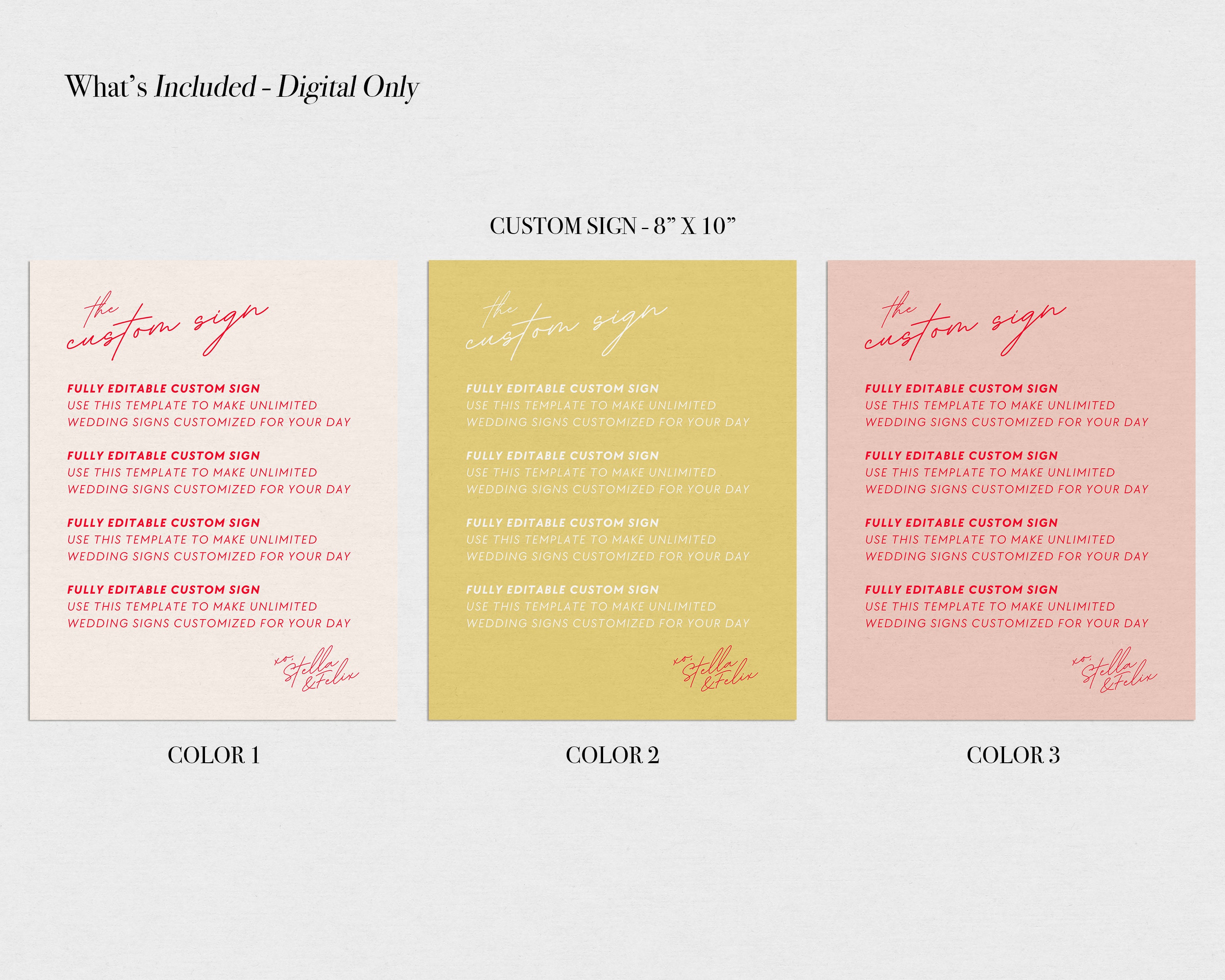 W02 Modern Wedding Custom Sign Template Colorful Fun Retro Whimsical ...