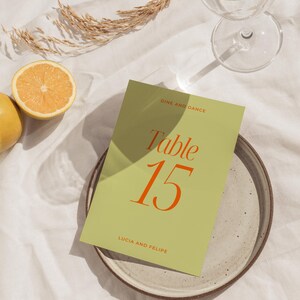 W04 - Modern Wedding Table Numbers Template - Classy Bright Traditional ...