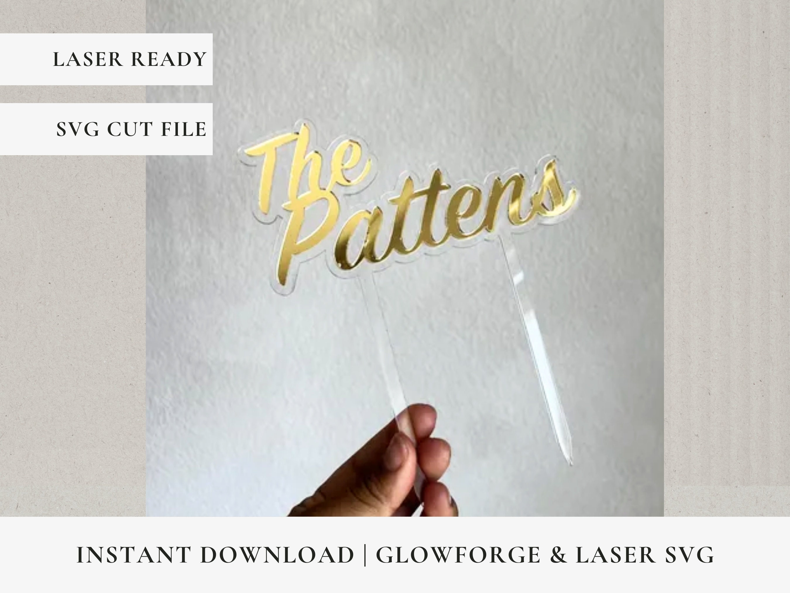 Cupcake Cake Topper Base | Cake Topper Stick File | Glowforge SVG File ...