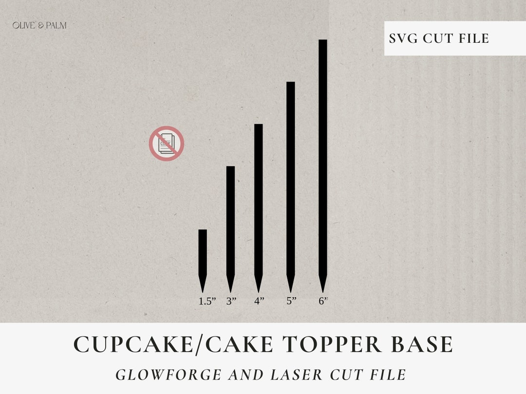 Cupcake Cake Topper Base | Cake Topper Stick File | Glowforge SVG File ...