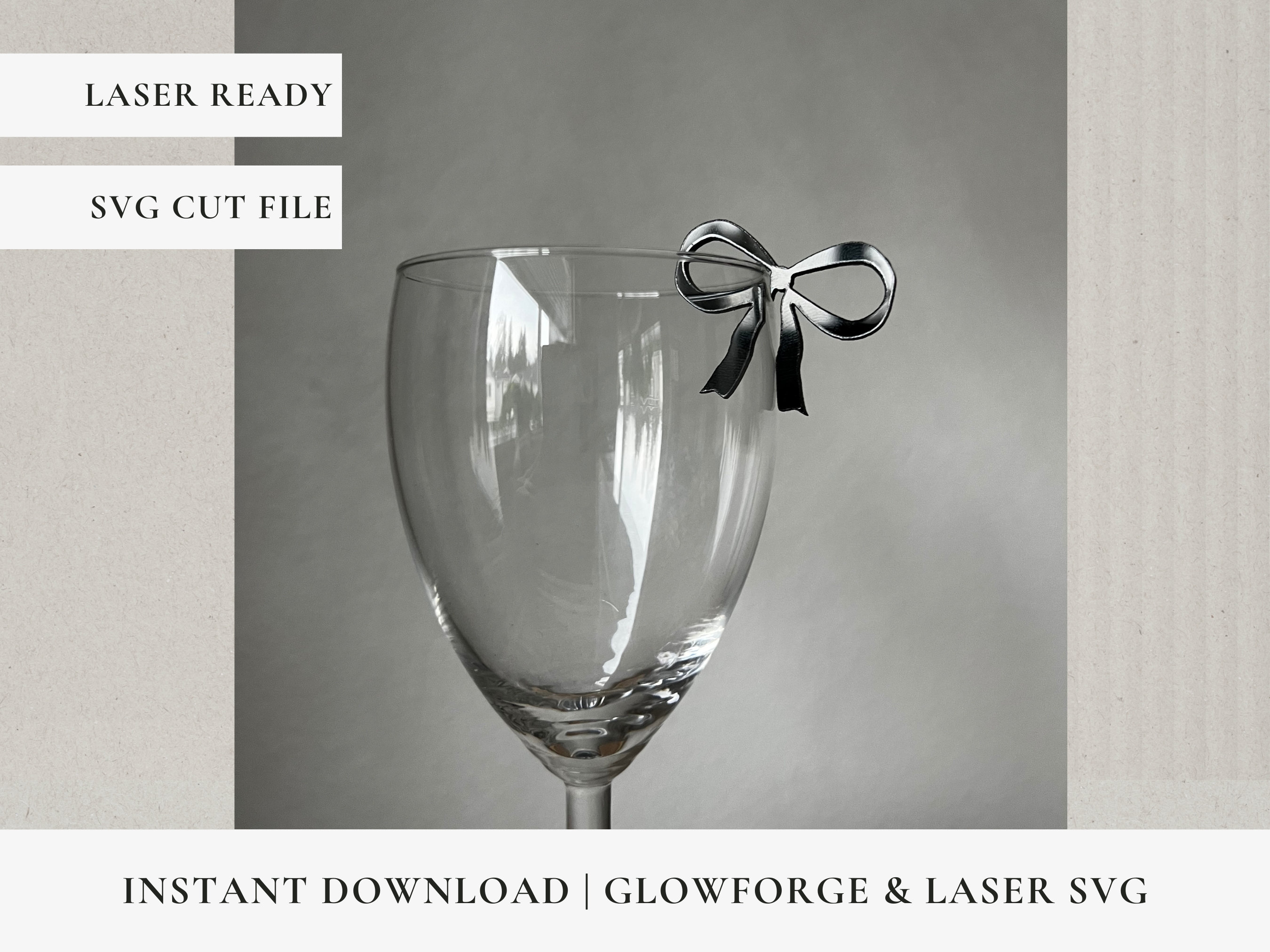 Bow Glass Marker Drink Tag SVG, Laser Cut File, Laser Ready, Drink ...