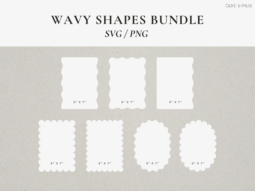 Wavy Edge Cut File Bundle Digital Download | Wavy Template | Wavy Svg ...