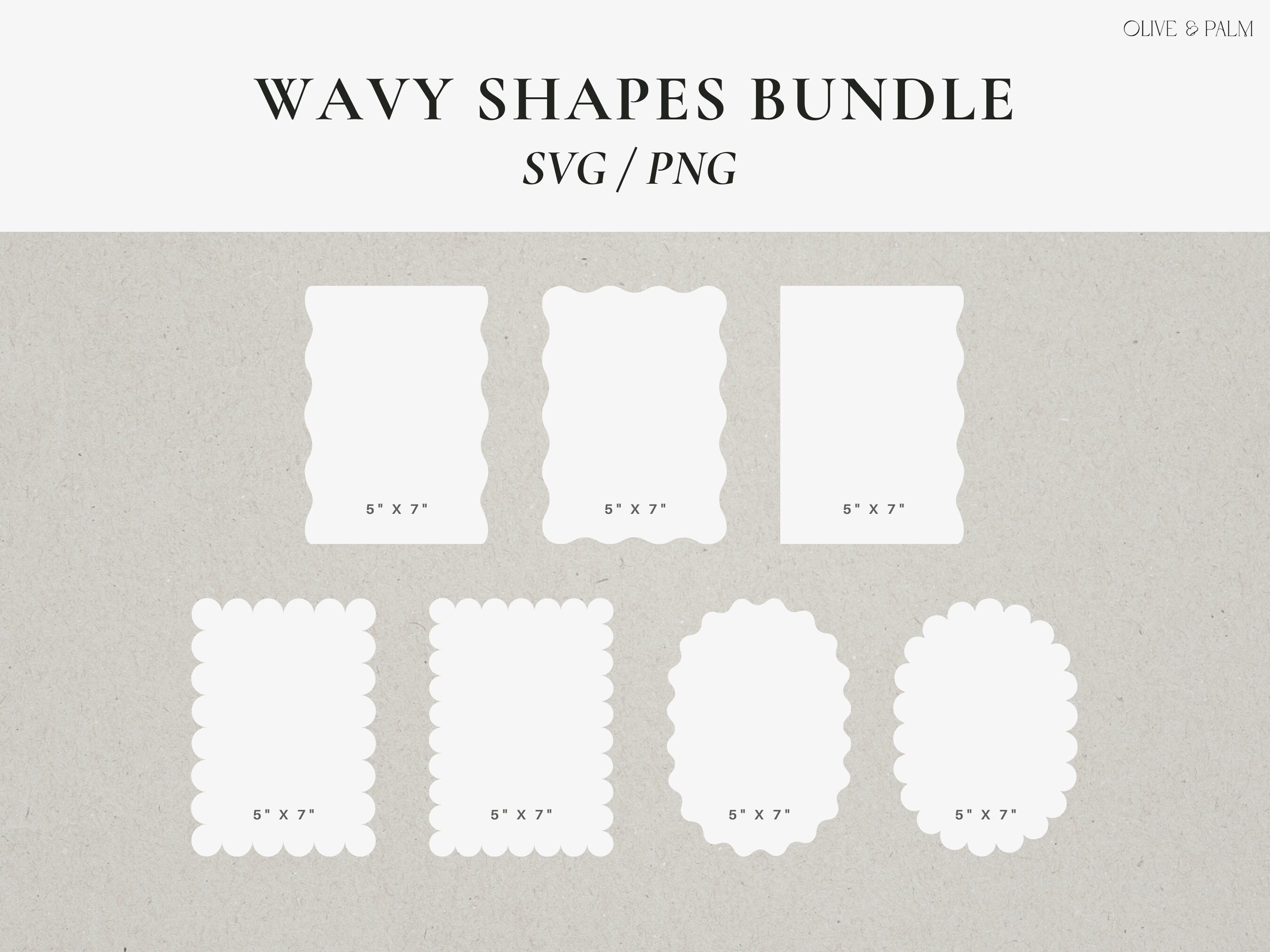 Wavy Edge Cut File Bundle Digital Download | Wavy Template | Wavy Svg ...