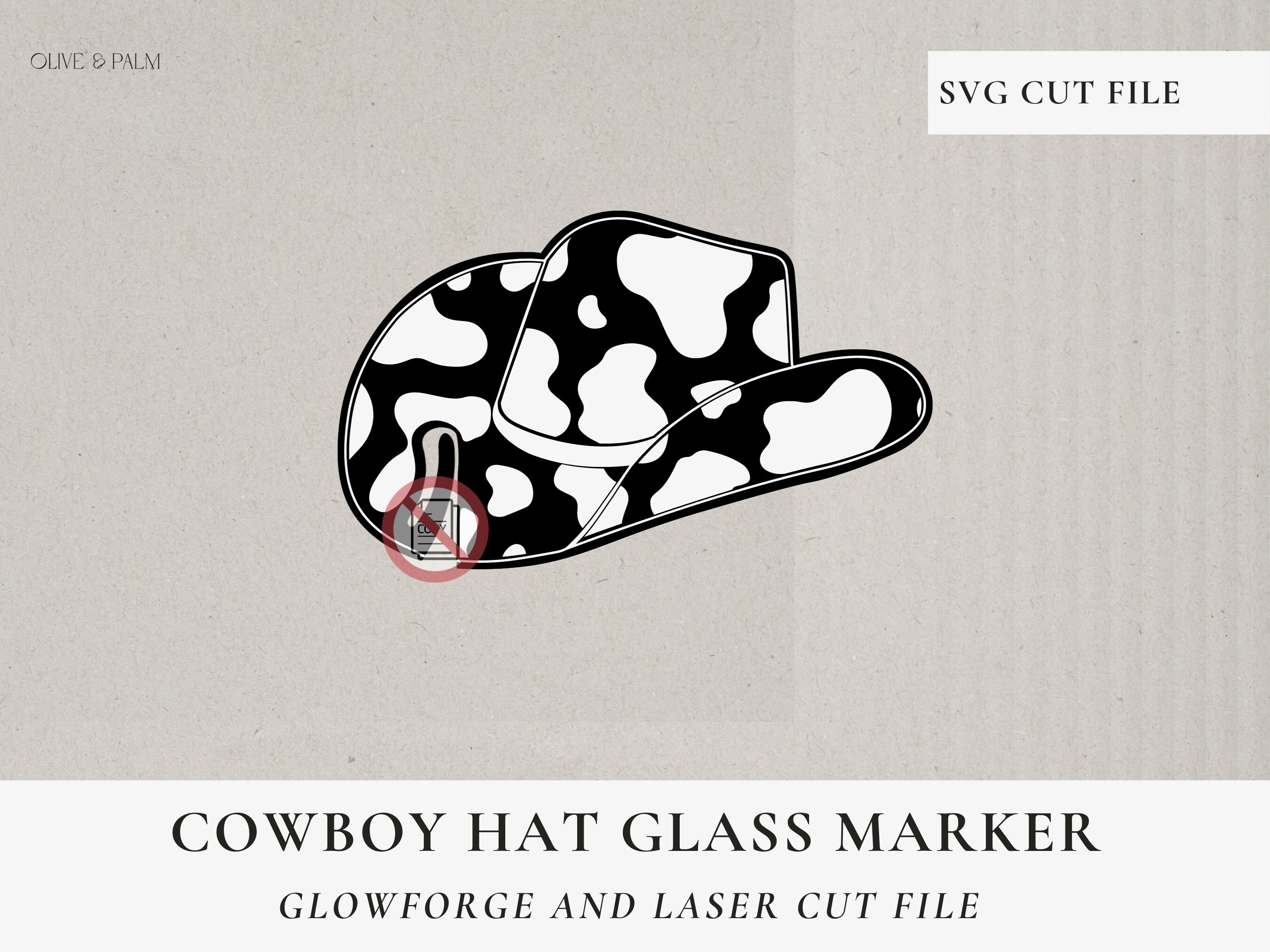 Cowboy Hat Glass Marker Drink Tag SVG, Laser Cut File, Laser Ready ...