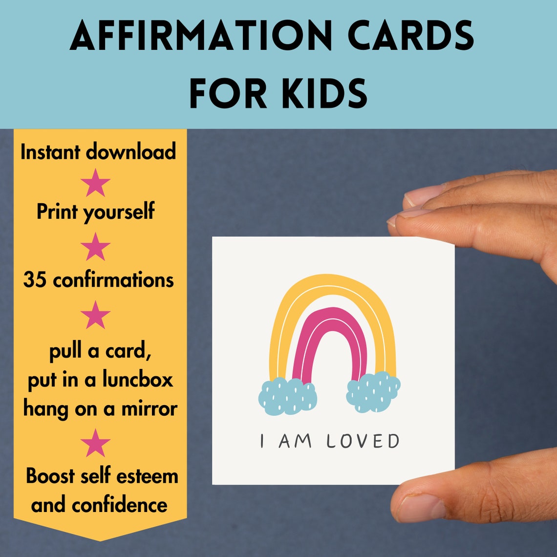 Printable Affirmation Cards for Kids| Set of 35 Positive Children’s ...