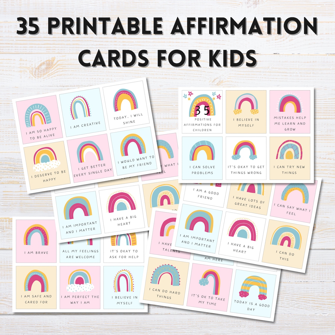 Printable Affirmation Cards for Kids| Set of 35 Positive Children’s ...