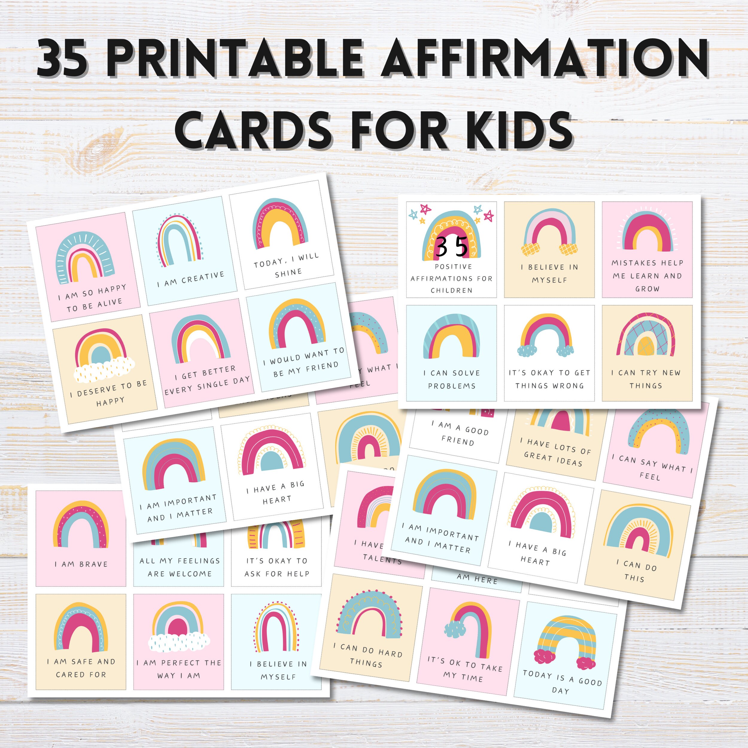 Printable Affirmation Cards for Kids| Set of 35 Positive Children’s ...
