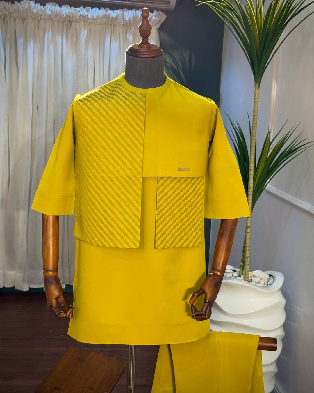 Modern Men's Kaftan: Custom African Attire - Short Sleeve Top & Pant ...