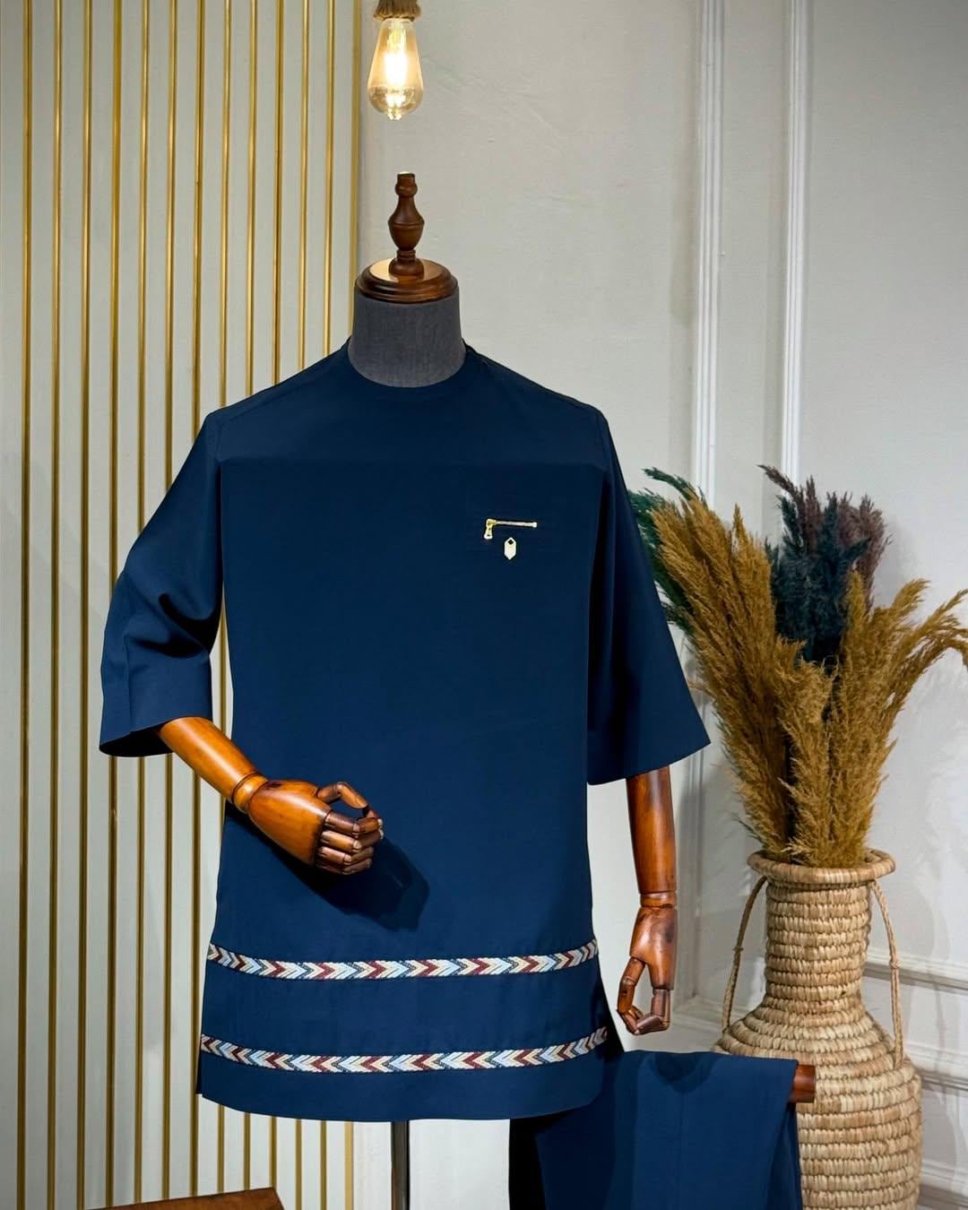 Senator Wear for Men – Nigerian Native Outfit – Short Sleeve Top & Pant ...