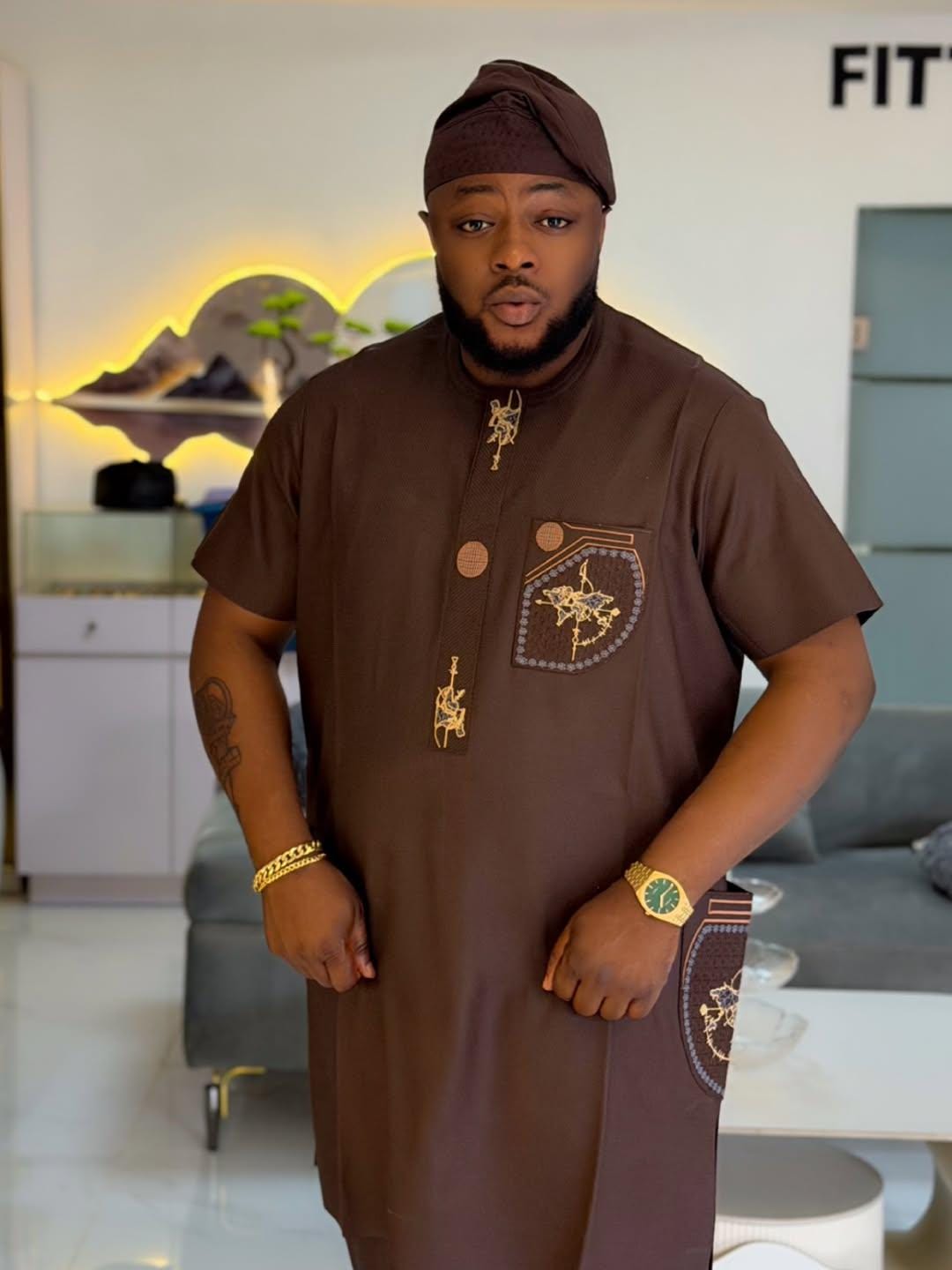 Nigerian Men Kaftan - Custom African Men's Wear -short Sleeve Top ...
