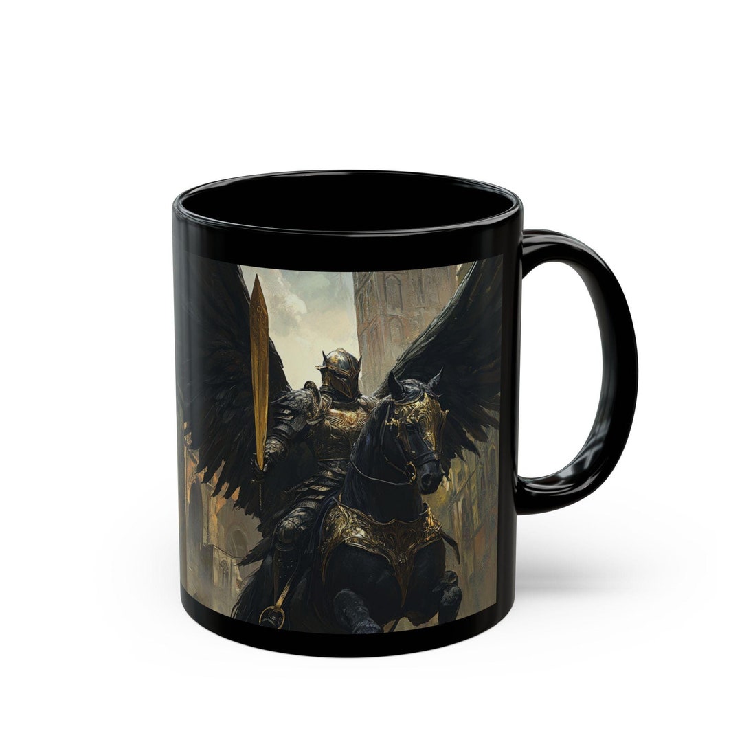 Medieval Angel Warrior Coffee Mug, Medieval Fantasy Cup, Gothic Angel ...
