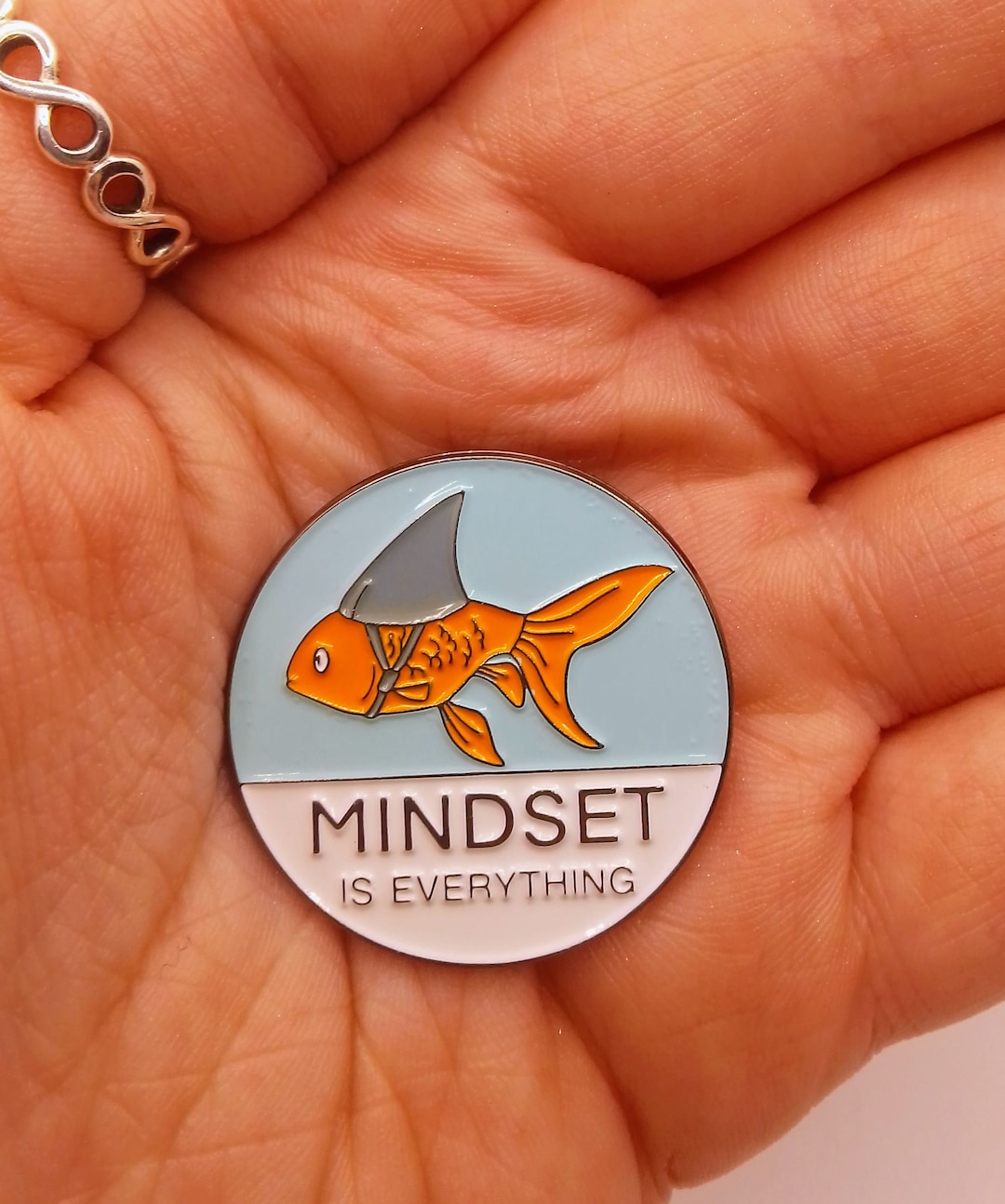 Positive Goldfish Pin Badge Mindset is Everything Badge Cartoon Cute ...