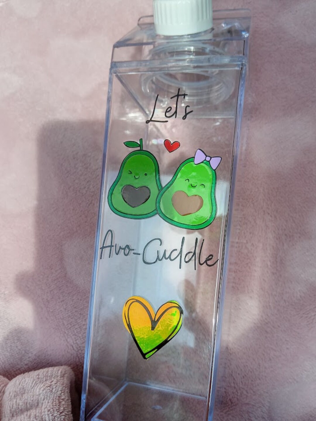 Milk Carton Water Bottle Let's Avo-cuddle Valentines Gift Avocado ...