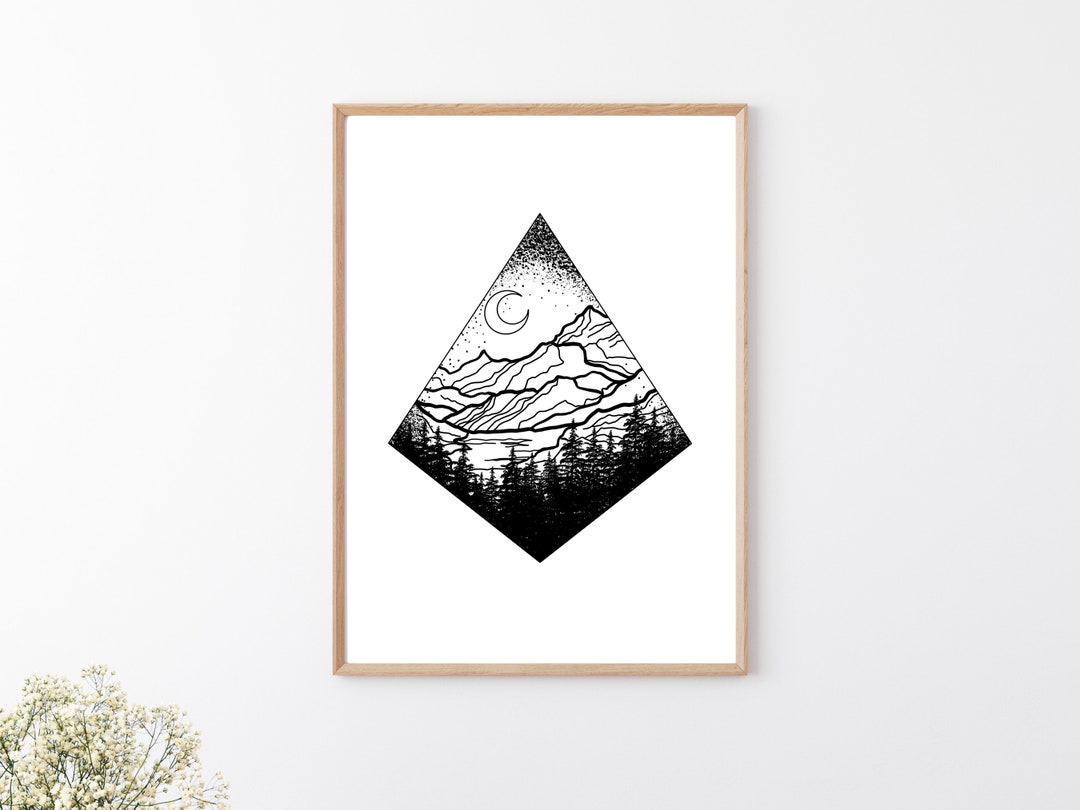 Abstract Mountain Line Art Print Digital Download Minimalist Art Print ...