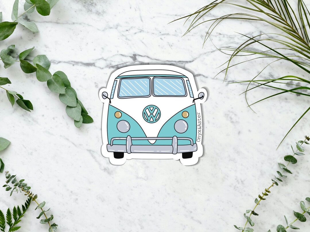 Volkswagen Van Sticker Teal Blue Hippie Van Sticker Groovy Sticker ...