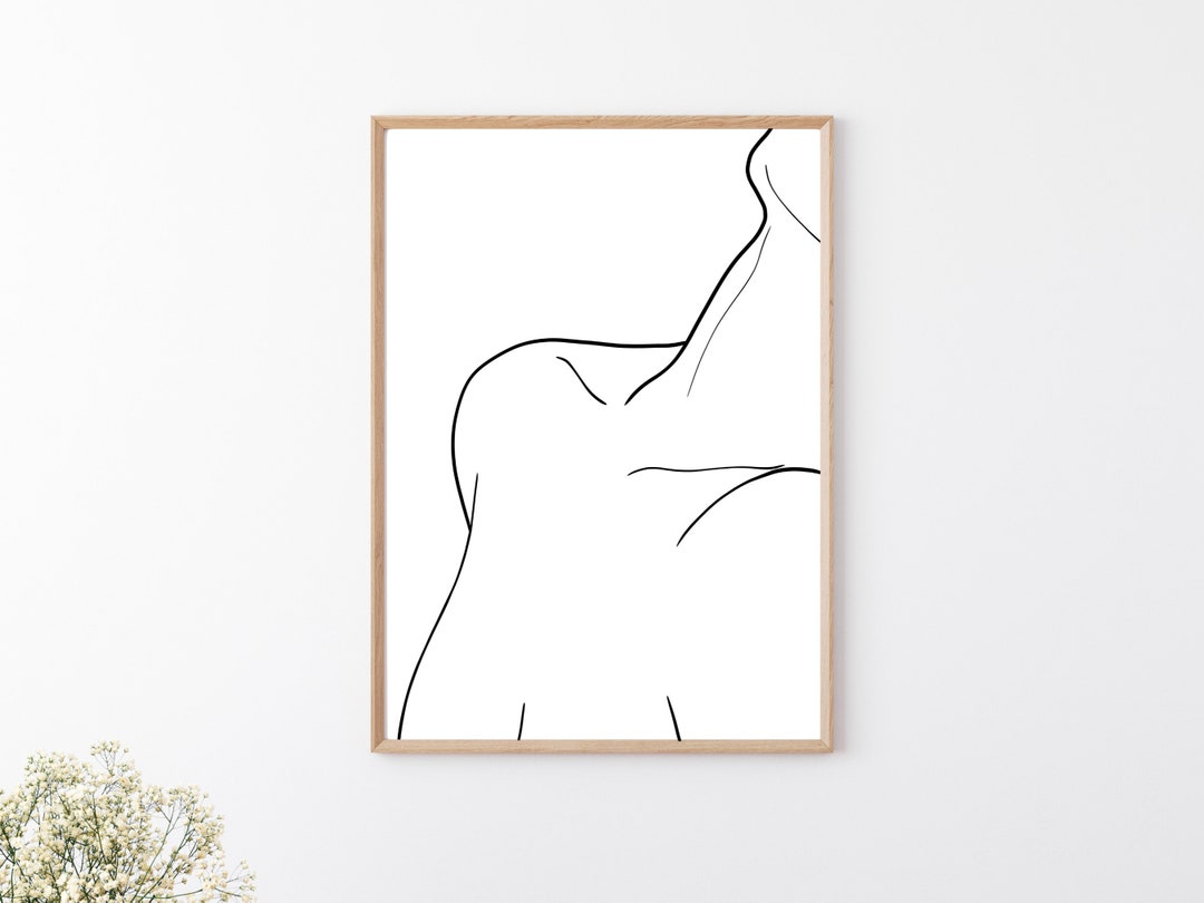 Woman Chest Line Art Print Digital Download Minimalist - Etsy