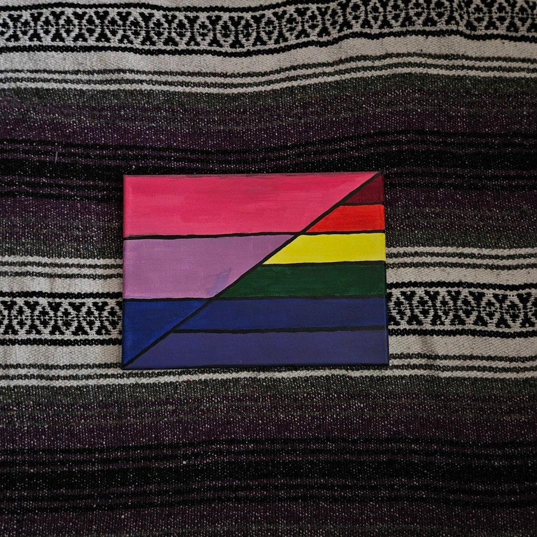 Custom Acrylic Painting Split Pride Flag - Etsy