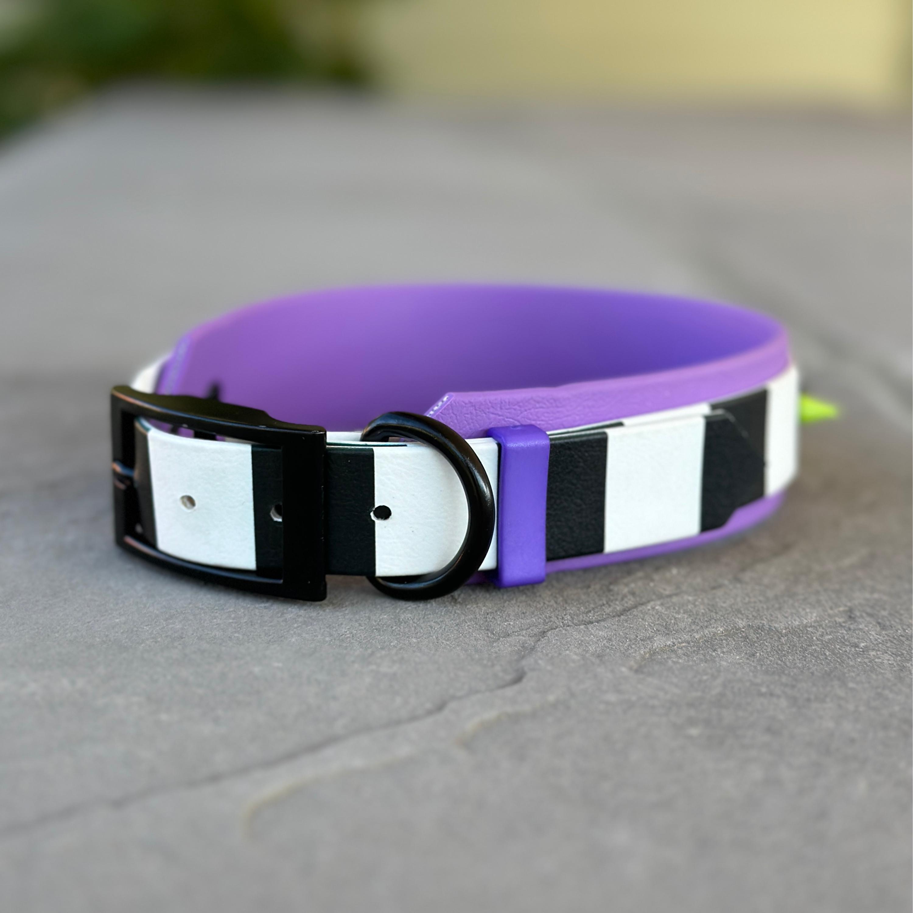 Wide Spiked Sandworm Dog Collar, Custom Waterproof Biothane, Black and ...